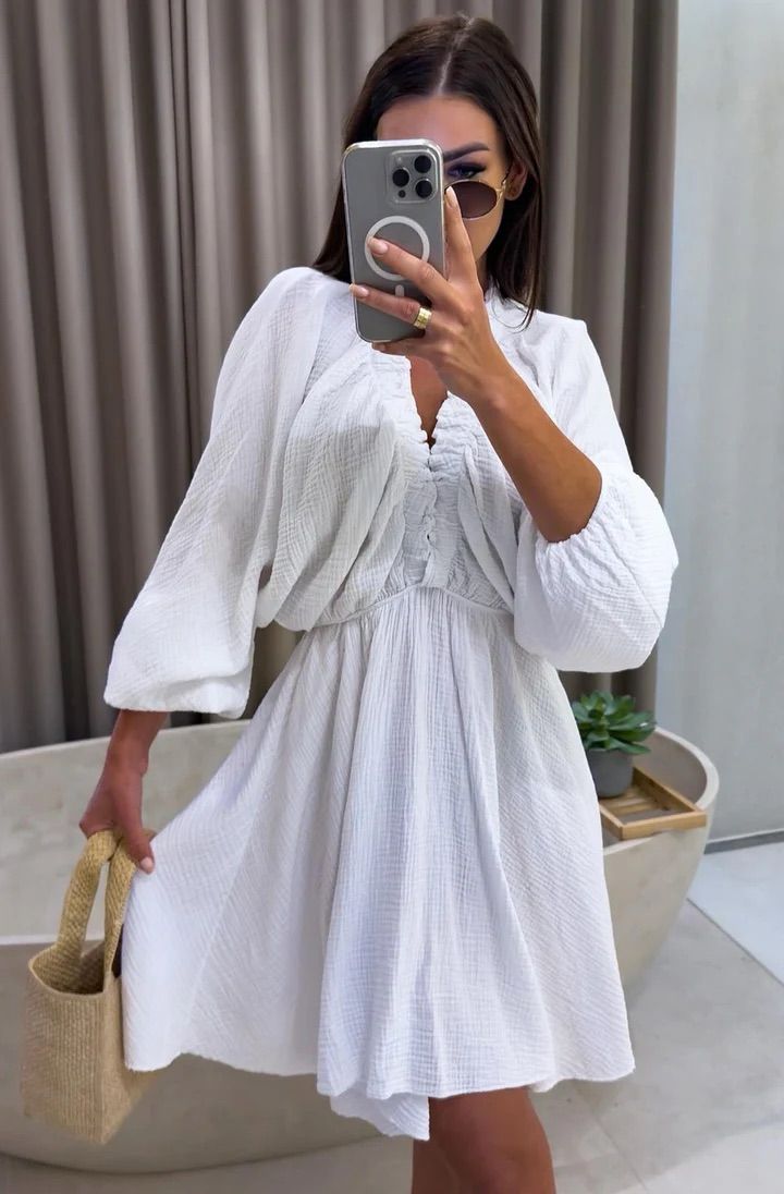 Nora Cotton Gauze Style Asymmetric Dress- Ivory – Tilly's Hull